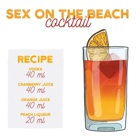 Premium Vector Sex On The Beach Cocktail Illustration Recipe Drink