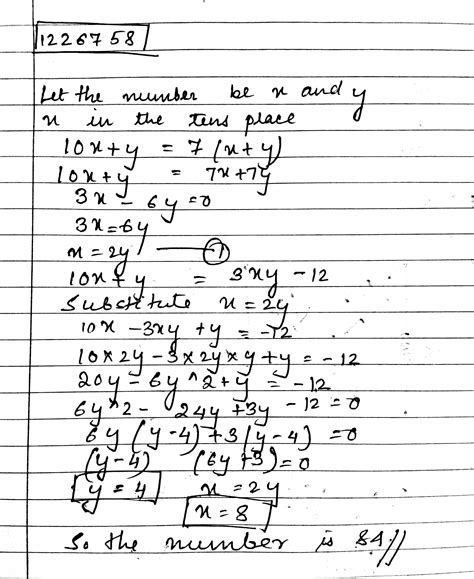 A Two Digit Number Is Seven Times The Of Its Digits And Is Also Equal