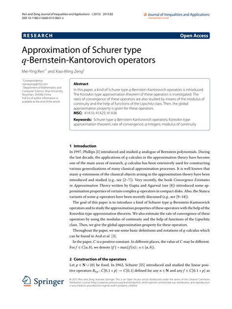 Pdf Approximation Of Schurer Type Q Bernstein Kantorovich Operators