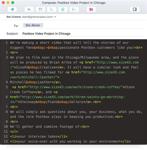 HTML Code Editor For Email Postbox