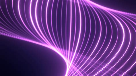 Abstract Purple Waves From Lines And Dots Particles Of Glowing Swirling Futuristic Hi Tech With