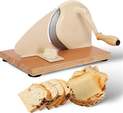 Manual Bread Slicer With Hand Crank Adjustable Thickness