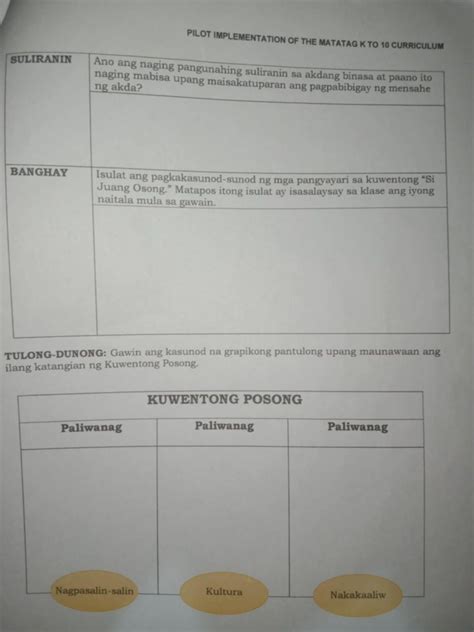 Pilot Implementation Of The Matatag K To 10 Curriculum Suliranin Ano Ang