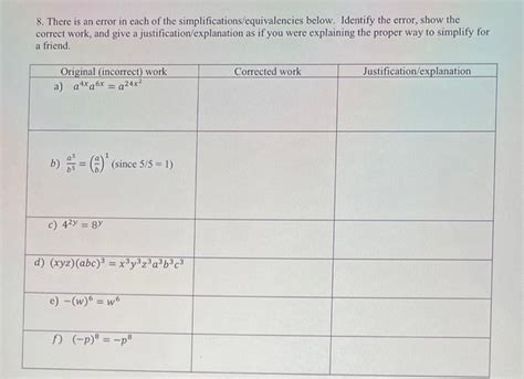 Solved 8 There Is An Error In Each Of The Chegg Com