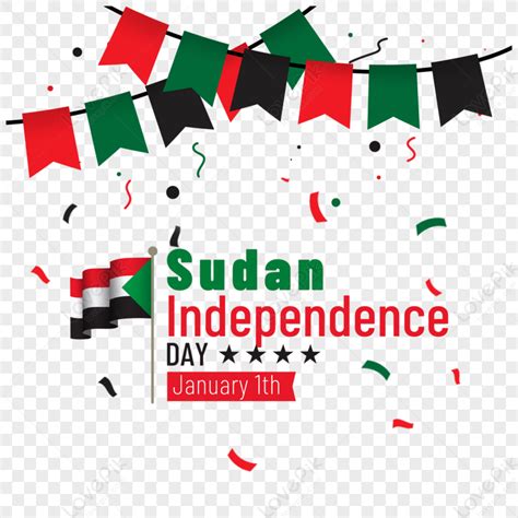수단 독립 기념일 축하를위한 깃발 일러스트 천 및 색종이 요소세습 재산장식 Png 일러스트 무료 다운로드 Lovepik