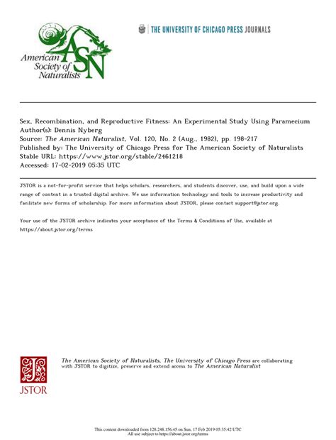Pdf Sex Recombination And Reproductive Fitness An Experimental