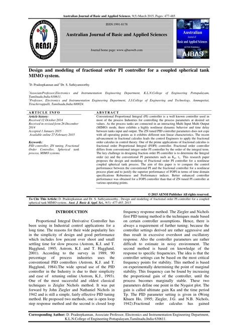 Pdf Australian Journal Of Basic And Applied Sciences Design And Modeling Of Fractional Order