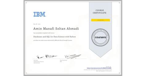 Amin Manafi On Linkedin Completion Certificate For Databases And Sql