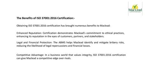 Ppt Iso 370012016 Anti Bribery Management System Certification