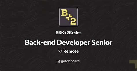Back End Developer Senior At 2brains Remote Work From Home Get On