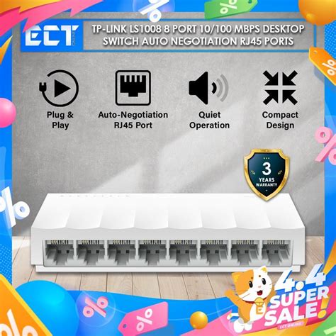 Tp Link Ls1008 8 Port 10 100 Mbps Desktop Switch Auto Negotiation Rj45