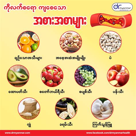 ကိုလက်စထရော ကျစေသော အစားအစာများ Drmyanmar Health Knowledge Facebook