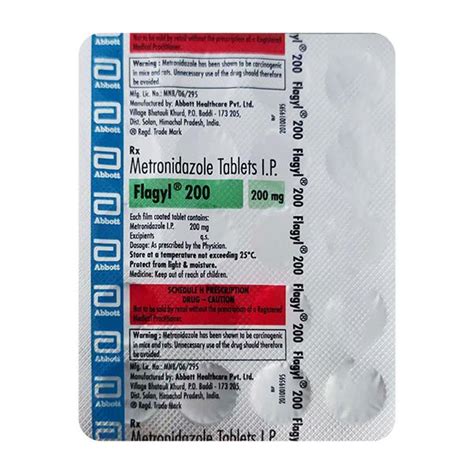 Flagyl 200mg Tablet 20s