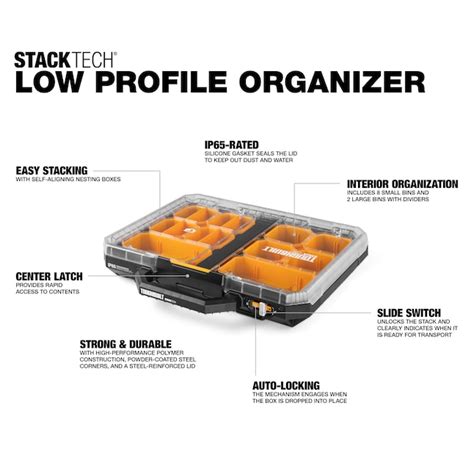 Toughbuilt 22 Compartment Stacktech Low Profile Plastic Small Parts