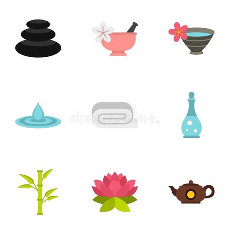 Spa Therapy Massage Cosmetics Icons Set Stock Vector Illustration