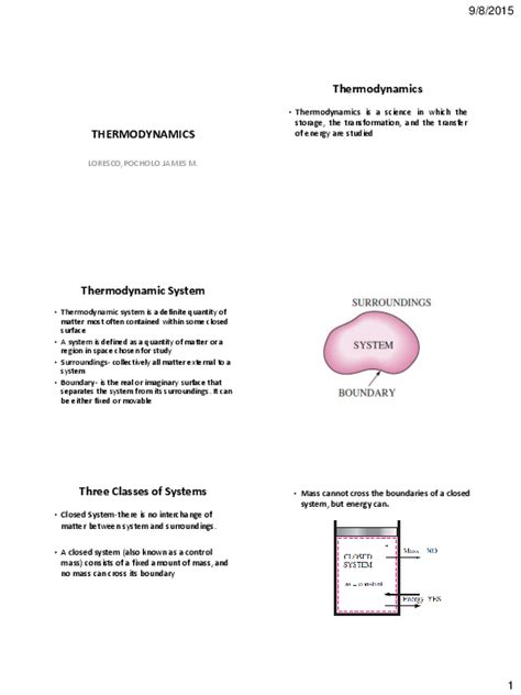Pdf Thermodynamic System Three Classes Of Systems