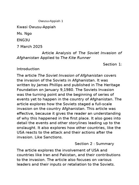 Kite Runner Article Analysis Assignment Pdf