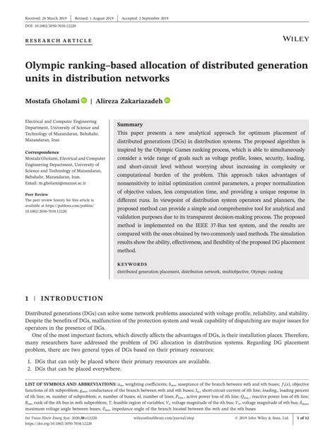 Olympic Rankingbased Allocation Of Distributed Generation Units In