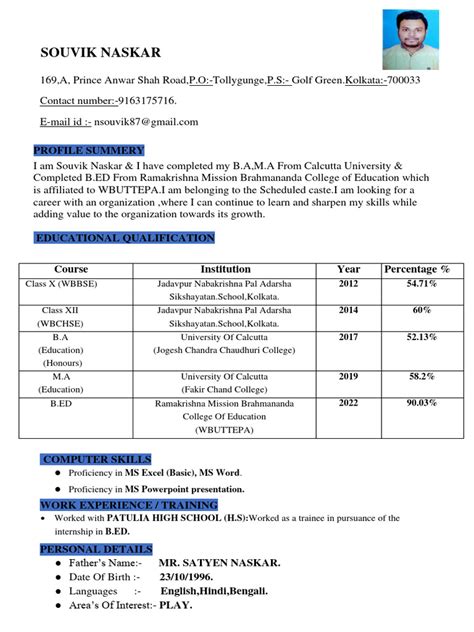 Souvik Naskar Cv Pdf
