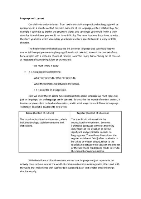 Language And Context Language As A Semiotic System Mercedes Carla