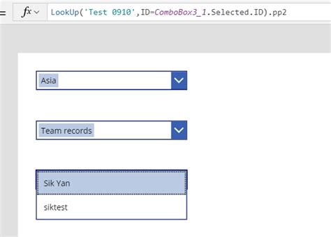 solved cascading dropdowns to return specific person or g power