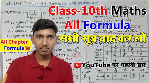 Maths Formulas For Class 10 All Chapters