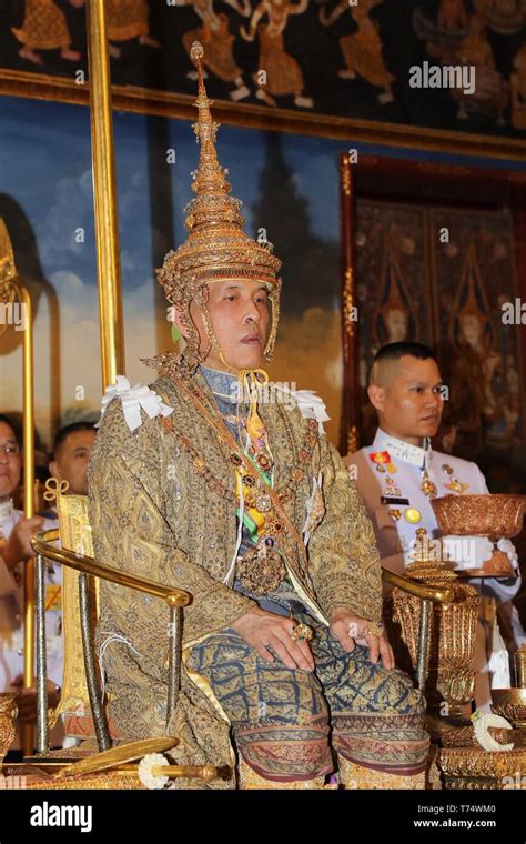 Bangkok Thailand 4th May 2019 Thai King Maha Vajiralongkorn Sits On The Throne As He Is