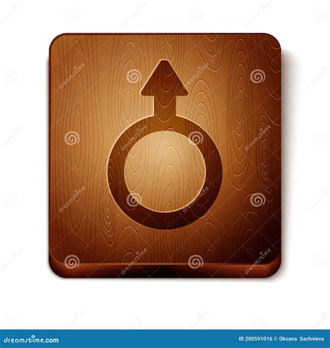 Brown Male Gender Symbol Icon Isolated On White Background Wooden