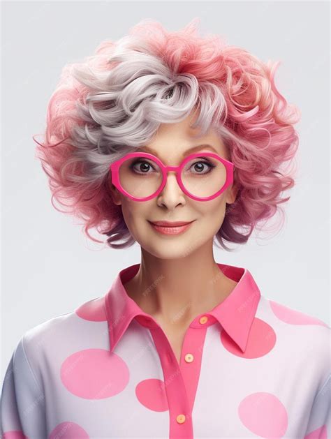 Premium Ai Image A Woman With Pink Glasses And A Pink Shirt With