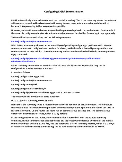 Configuringeigrpsummarizationhelpguide Pdf