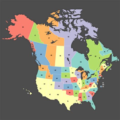 United States And Canada Map — Ultimaps Map Of Usa States And Canada