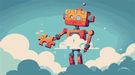 Robot Inserts Missing Puzzle In Cloud Conceptual Image Premium Ai