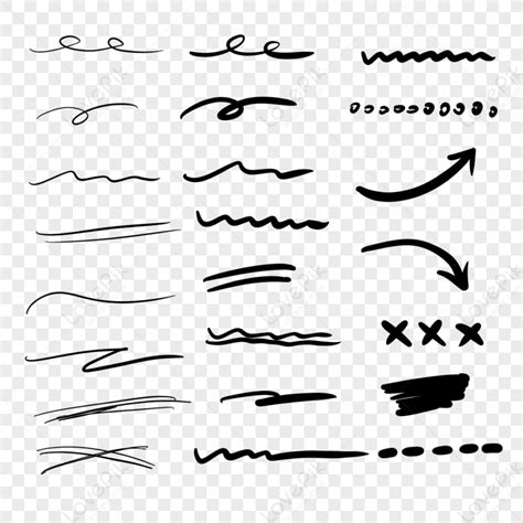 밑줄 검은 선 일러스트 낙서 교육 모음집교육 교정밑줄 결합 Png 일러스트 무료 다운로드 Lovepik