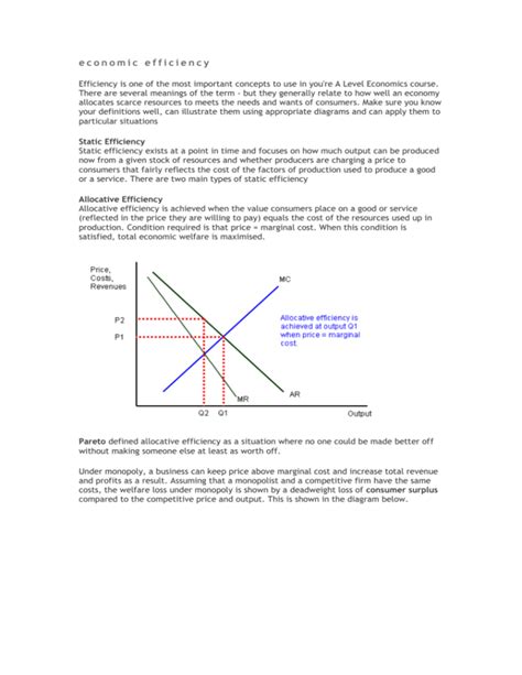 Economic Efficiency Allocative Productive And Social Efficiency