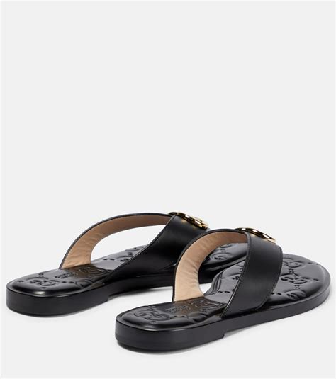 Gucci Interlocking G Leather Thong Sandals Gucci