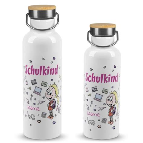 Edelstahl Trinkflasche Schulkind Mädchen Mit Name Selbst Gestalte