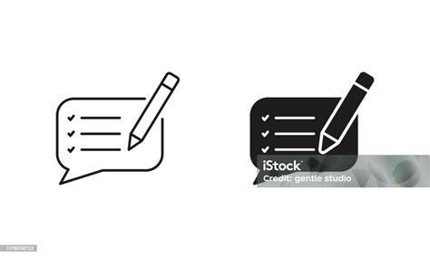 연필 그림이 있는 말풍선입니다 고객 피드백 메시지 라인 및 실루엣 아이콘 세트 주석 기호입니다 채팅 서명을 지원합니다 편집