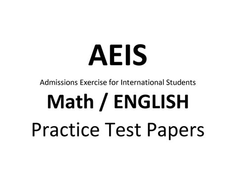 Aeis Maths English Practice Test Paper P2 P3 P4 P5 Sec 1 Sec 2 Sec