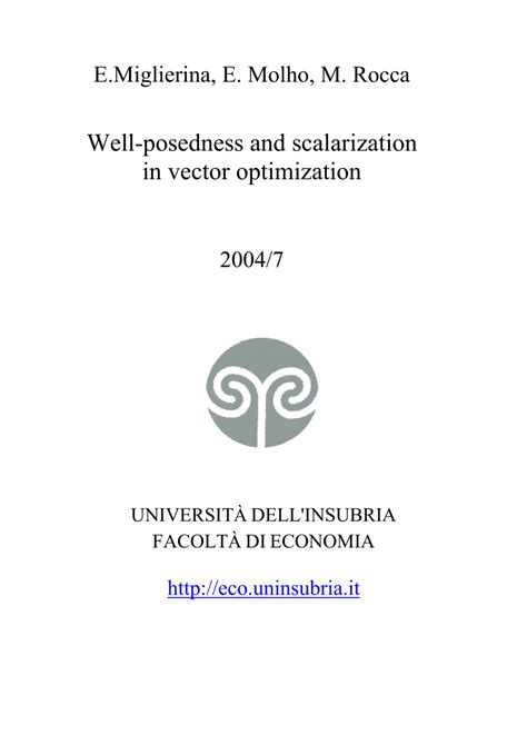 Pdf Well Posedness And Scalarization In Vector Optimization