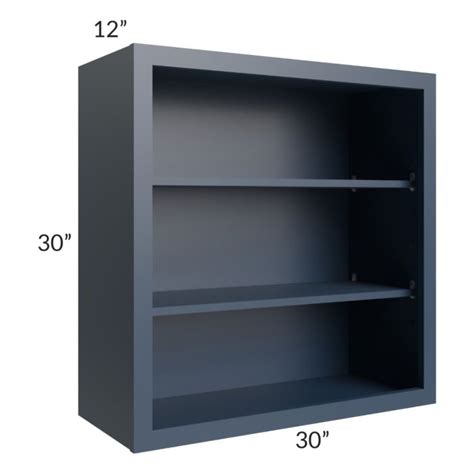 Midtown Blue Shaker 30x30 Wall Cabinet No Doors To Be Used With Glass