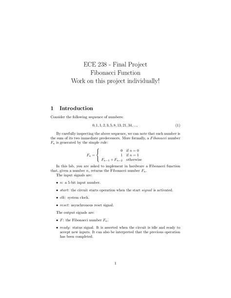 Fibonacci Function Final Project Computer Logic Design Ece 238l