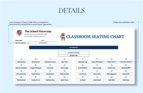 Classroom Seating Chart Template Google Sheets Excel Template Net