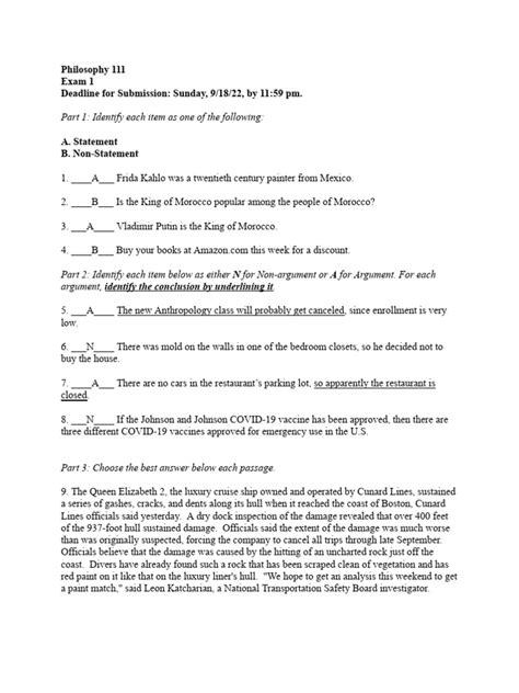 Phil 111 Exam 1 Pdf Argument Pythagoras