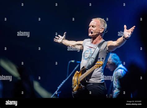 Sting Real Name Gordon Sumner Live Performance On Stage Bass Player And Lead Vocals Stock