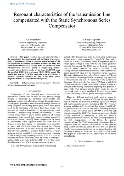 Pdf Resonant Characteristics Of The Transmission Line Compensated With The Static Synchronous