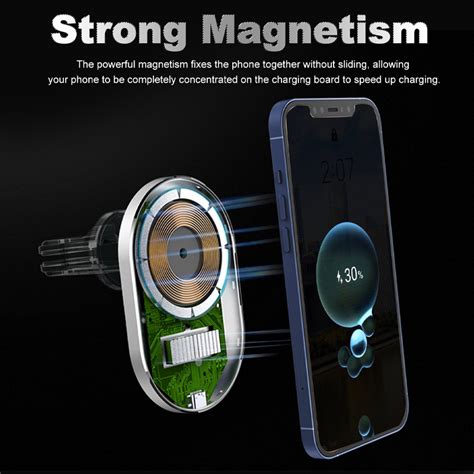 Incarcator Auto Magnetic Wireless 15w Square Design Ventilation Clip Quickly Charge Strong