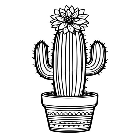 Cactus In Pot Clipart Black
