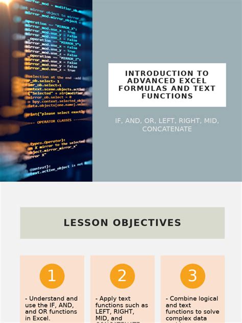Introduction To Advanced Excel Formulas And Text Functions Pdf Function Mathematics