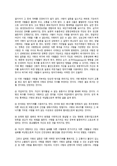 프로이트의 정신분석적 성격이론에서 자아방어기제의 개념과 종류에 대해 예를 들어 정리하고 자신이 주로 사용하고 있는 방어기제에 대해 구체적으로 설명하세요