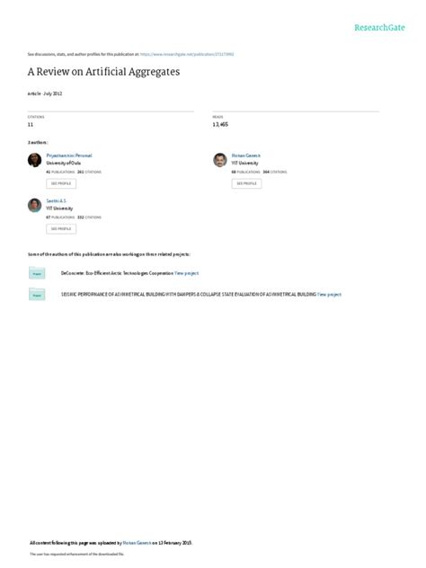 A Review On Artificial Aggregates Pdf Concrete Construction Aggregate